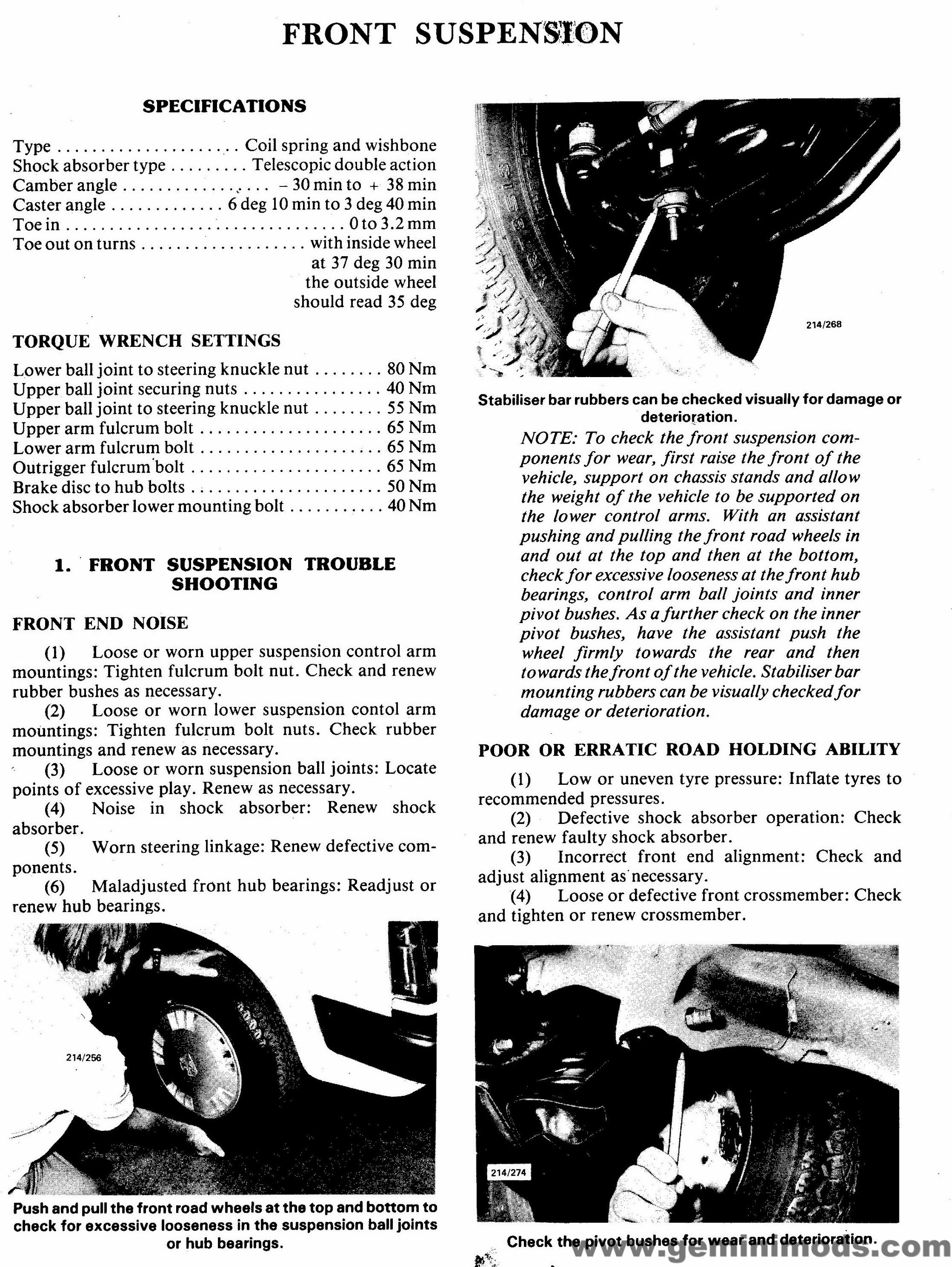Front Suspension – Holden Gemini Mods & Resources